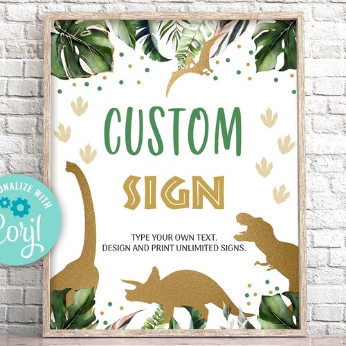 EDITABLE Dinosaur Birthday Table Sign T-rex Custom Table Sign - Etsy