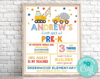 Editable First Day of Pre-k Sign Rainbow First Day of School - Etsy