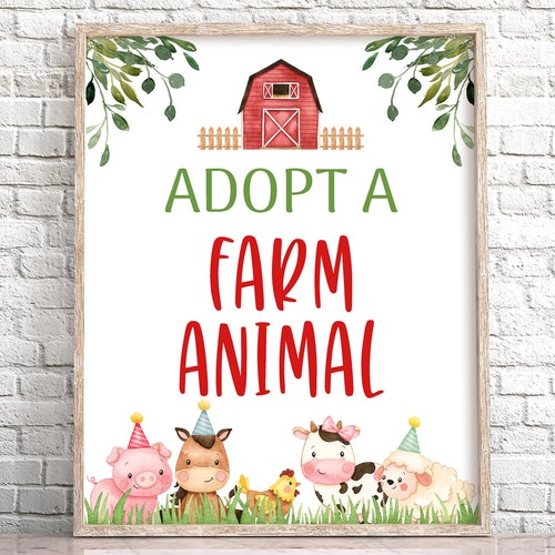 Adopt a Farm Animal Sign and Certificate Printables Barnyard - Etsy