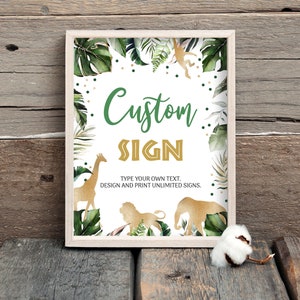 EDITABLE Safari Animals Birthday Table Sign, Wild Animals Sign. Custom ...