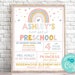 Editable First Day of Preschool Sign Boho Rainbow First Day of School ...