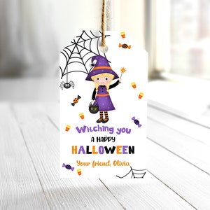 EDITABLE Halloween Treat Tags, Halloween Witch Favor Tags, Witching You ...