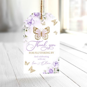EDITABLE Butterfly Birthday Favor Tag Butterfly Party Favor Floral ...