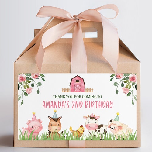 EDITABLE Farm Gable Box Favor Labels Farm Animals Party Favor - Etsy
