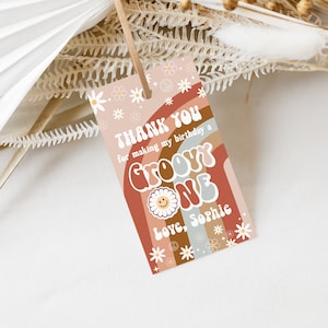 EDITABLE Groovy One Birthday Favor Thank You Tag Groovy Birthday Favor ...