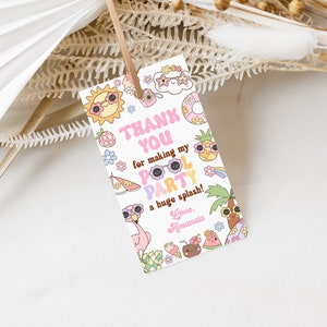 EDITABLE Pool Party Favor Tag Summer Party Thank You Tag Tropical ...