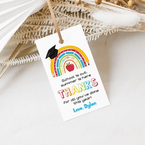 EDITABLE Teacher Appreciation Gift Tags School Supply Rainbow Thank You ...