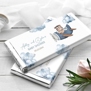 EDITABLE Airplane Bear Baby Shower Chocolate Bar Wrapper Bear on a ...