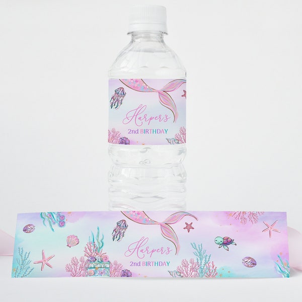 Little Mermaid Water Bottle Label Stickers - Etsy