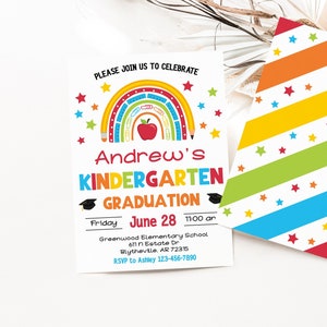 Editable Kindergarten Graduation Invitation Graduation Party Invitation ...