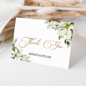 Editable Christmas Thank You Folded Card Christmas Floral - Etsy