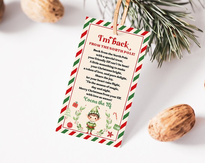 Printable Elf Return Tag Editable Christmas Elf Gift Tag Hello From ...