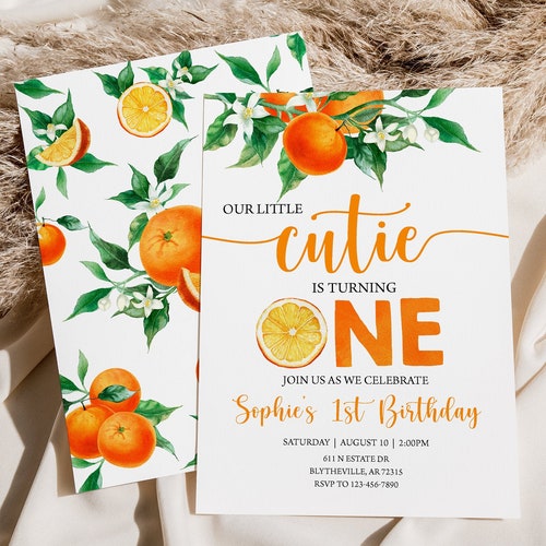 Cutie Birthday Invitation Orange Birthday Invitation Our - Etsy