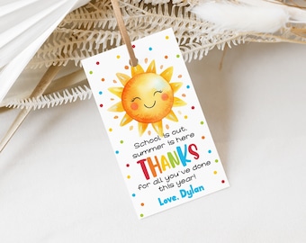 Summer Teacher Appreciation Gift Tag Template, Editable Sunshine Thank ...