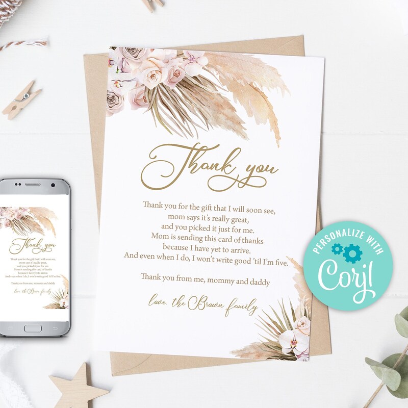 Boho Thank You Cards - Etsy