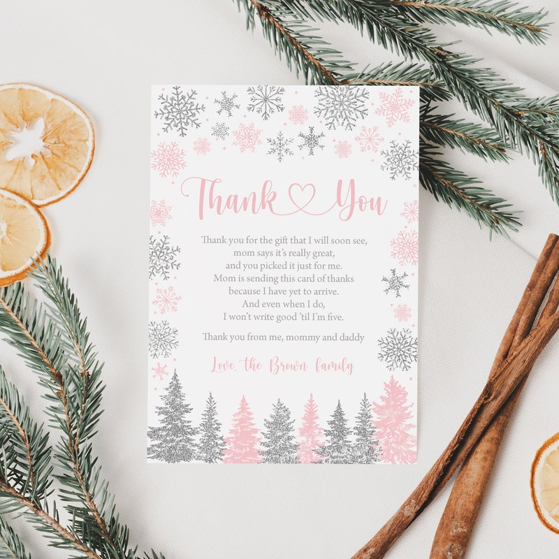 Snowflake Thank You Card - Etsy