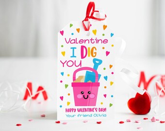Editable Valentine I Dig You Gift Tag Shovel I Dig You Valentine Gift ...