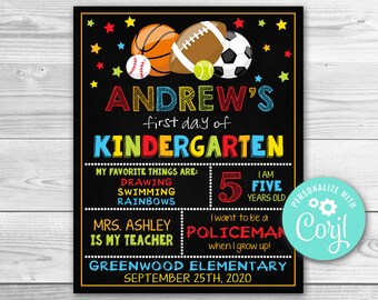 First Day of School Sign, Editable First Day of Kindergarten, First Day ...