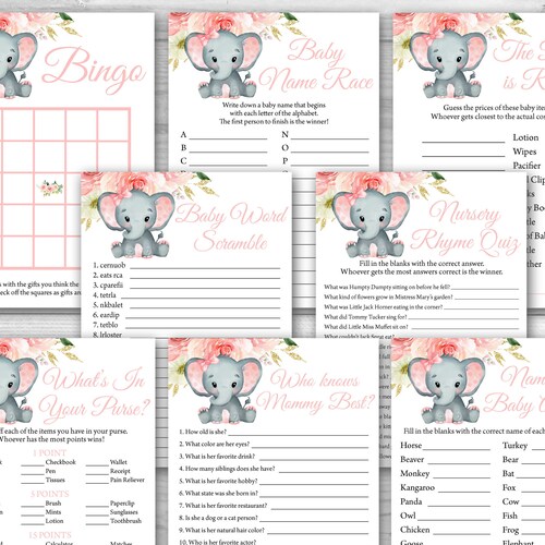 Woodland Baby Shower Games Girl Baby Shower Game Bundle - Etsy