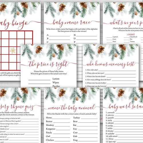 Christmas Baby Shower Game Set Santa Game Pack Bundle Winter - Etsy