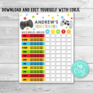 Editable Video Game Homeschool Schedule, Video Game Daily Routine Kids ...