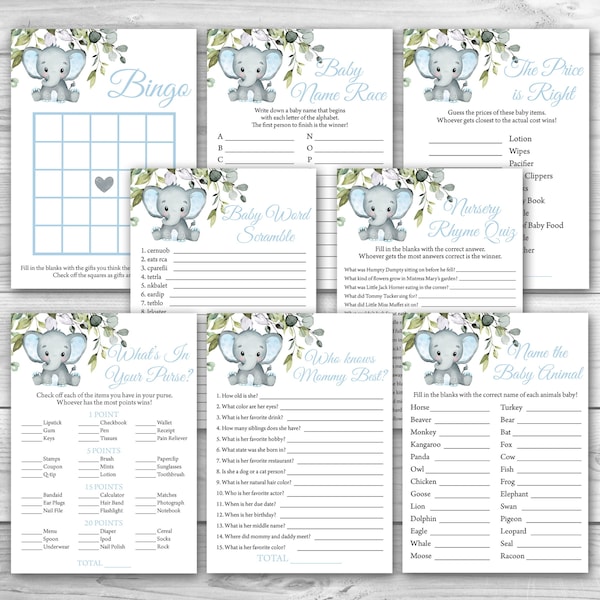 Printable Baby Shower Games - Etsy