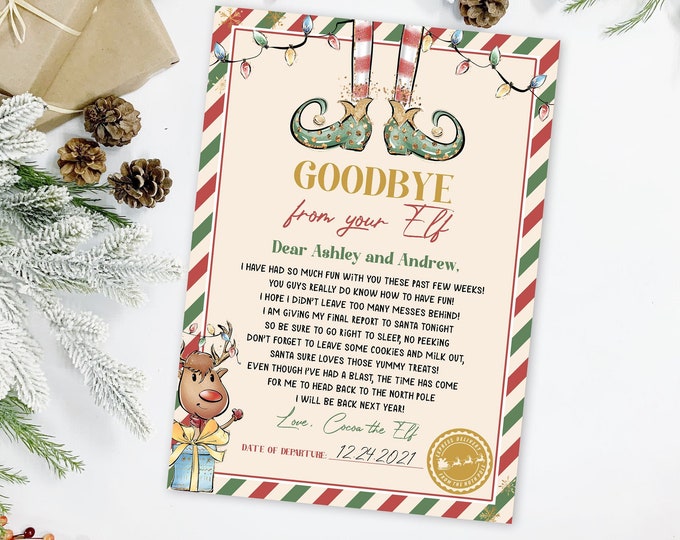 EDITABLE Elf Goodbye Letter Boy Elf Letter Elf Departure Letter Goodbye ...