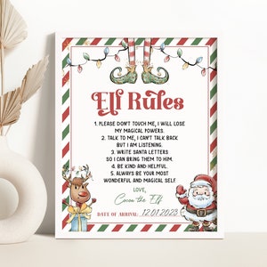 Editable Elf Rules to Follow Santa Elf Arrival Rules Sign Elf No ...