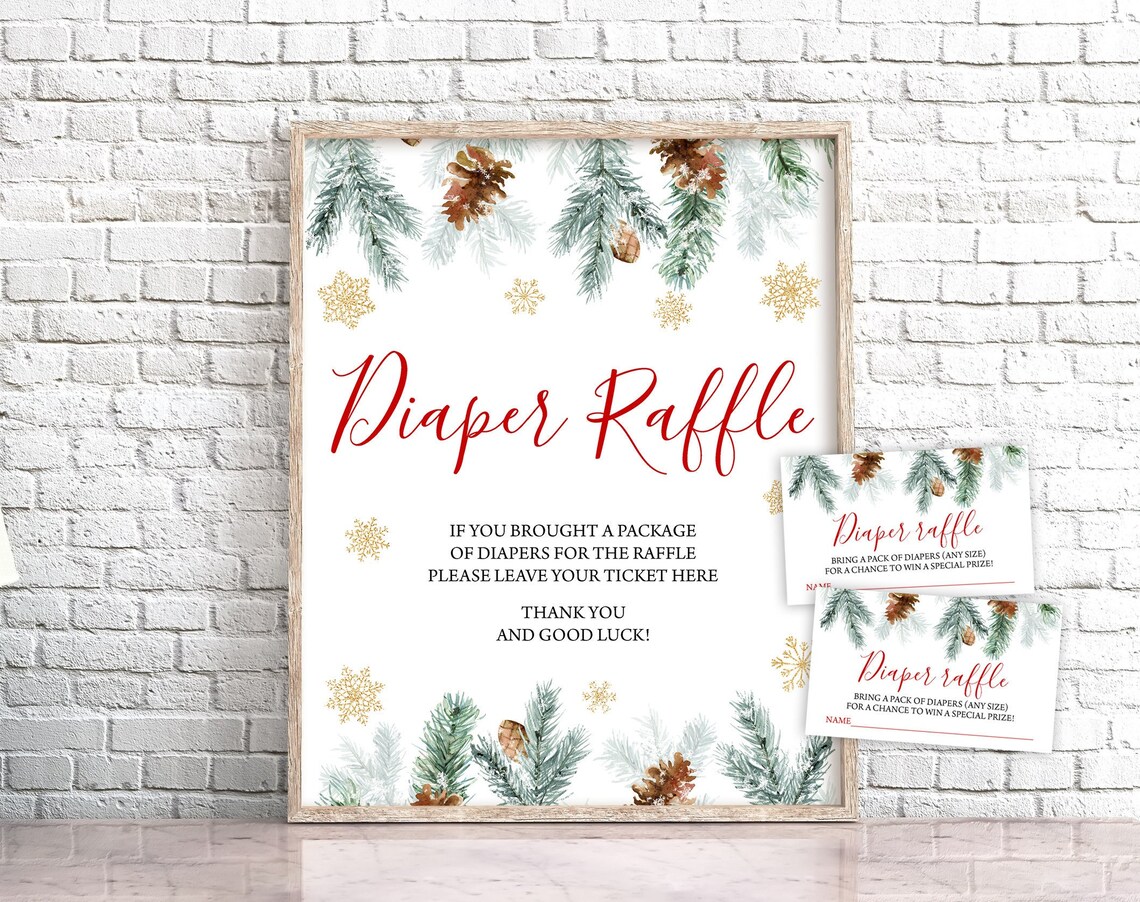 Christmas Baby Shower Diaper Raffle Sign Holiday Baby Shower | Etsy