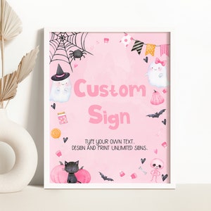 EDITABLE Spooktacular Halloween Birthday Table Sign Pink Halloween ...