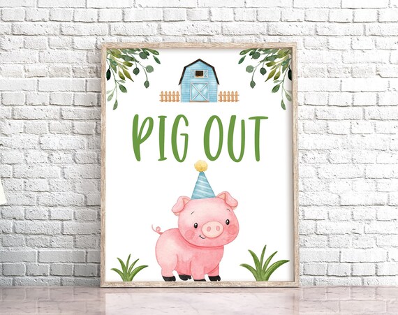 Pig Out Farm Birthday Table Sign Pig Out Table Sign Farm | Etsy