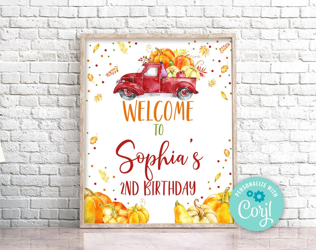 Editable Pumpkin Welcome Sign, Pumpkin Truck Welcome Sign, Boy Pumpkin ...