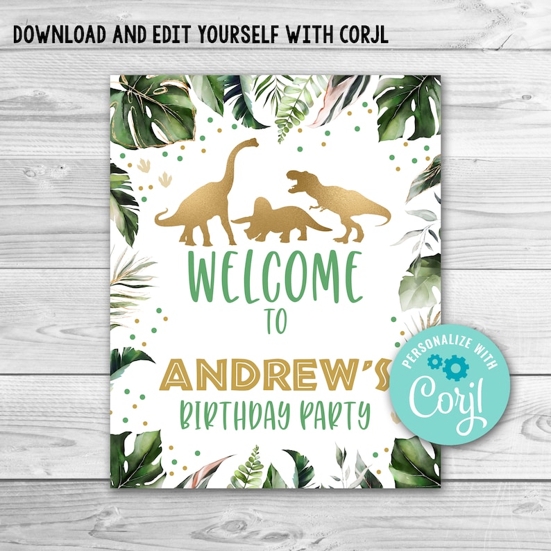 Editable Dinosaur Welcome Sign Instant Download, Safari Dinosaur ...