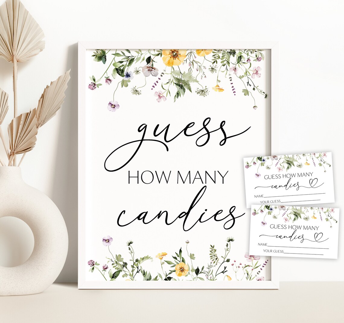 Wildflower Guess How Many Candies Game Sign Baby in Bloom - Etsy