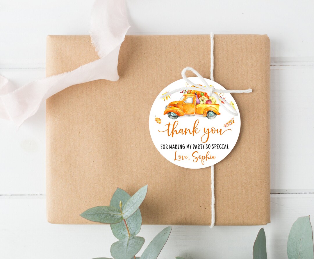 EDITABLE Pumpkin Truck Thank You Tags, Pumpkin Favor Tag, Pumpkin Gift ...