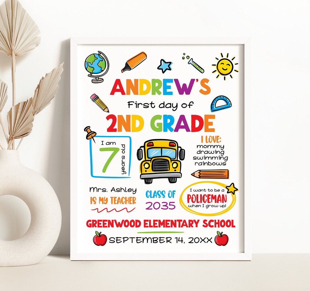 Editable First Day of 2nd Grade Sign Back to School Sign First Day of ...