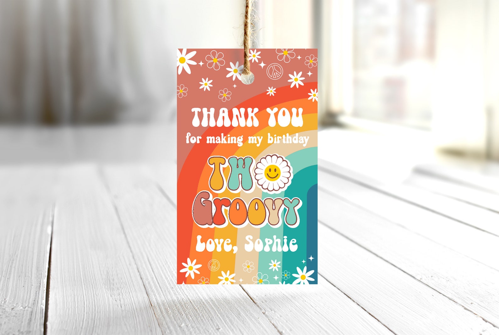 EDITABLE Two Groovy Birthday Favor Thank You Tag Groovy Birthday Favor ...