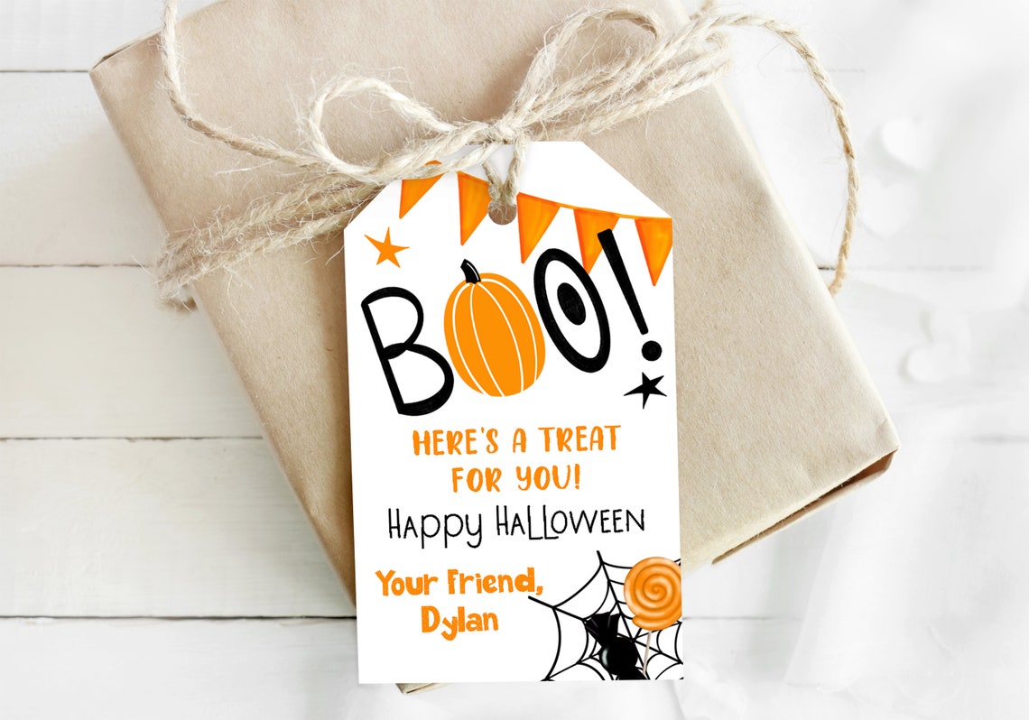 EDITABLE Halloween Treat Tags, Boo Halloween Tags, Halloween Pumpkin ...