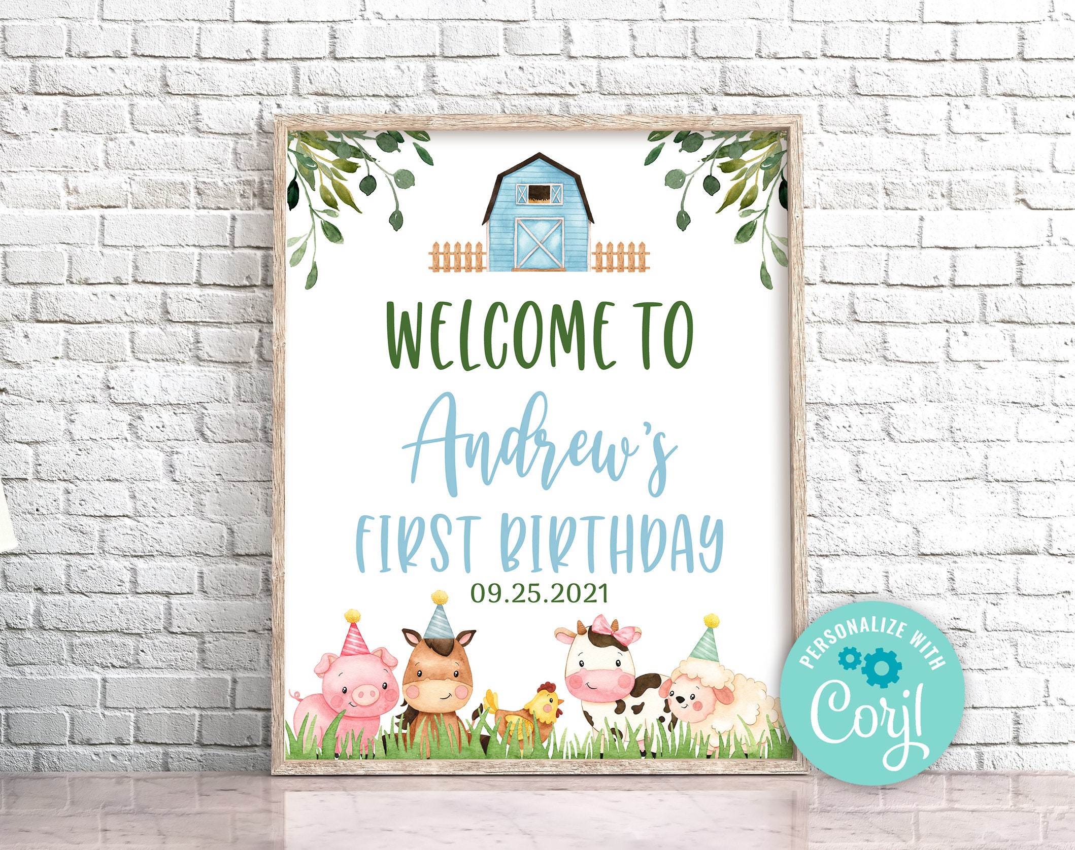 Editable Farm Birthday Welcome Sign Farm Animals Welcome Sign - Etsy