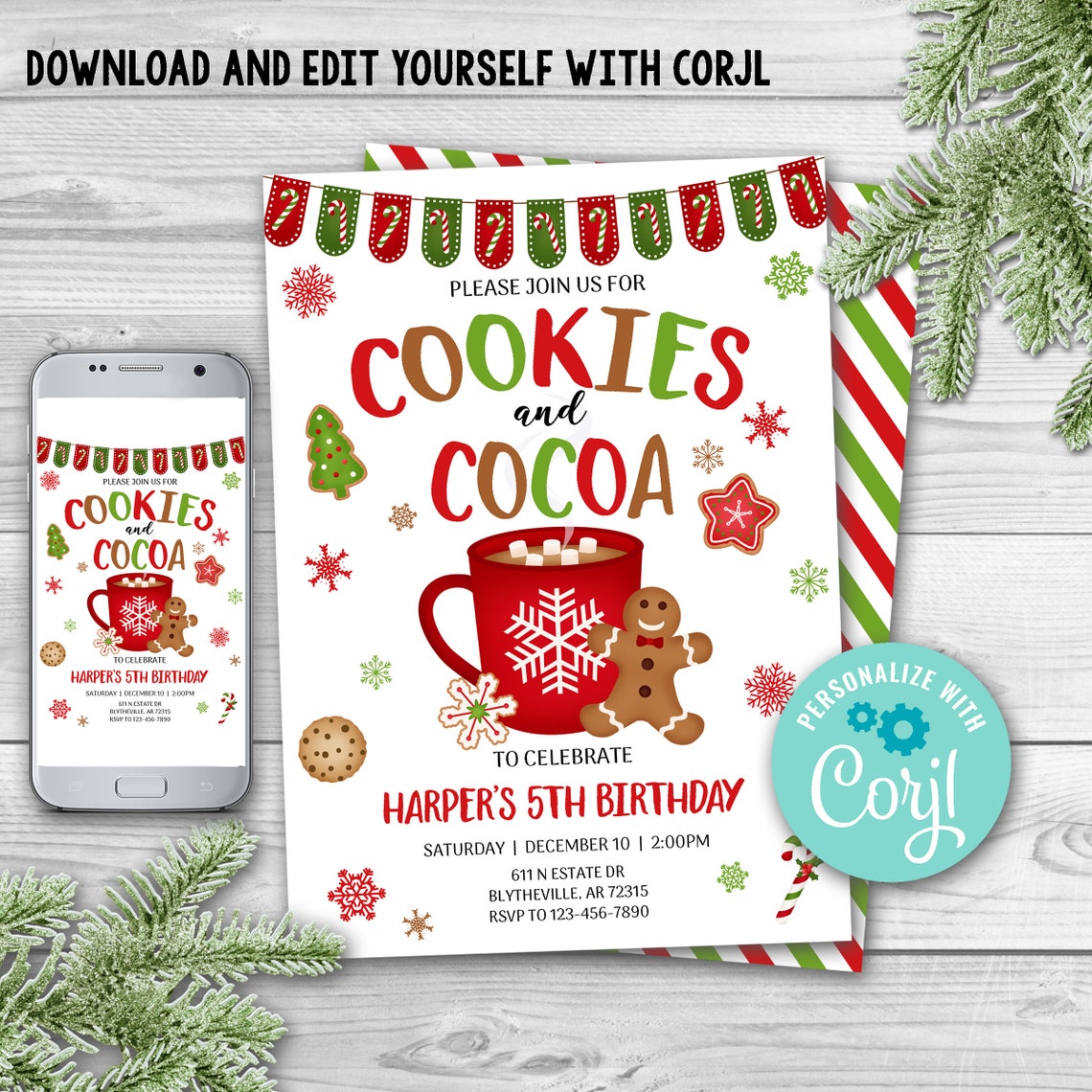 EDITABLE Cookies and Cocoa Invitation Hot Cocoa Party Cookies | Etsy
