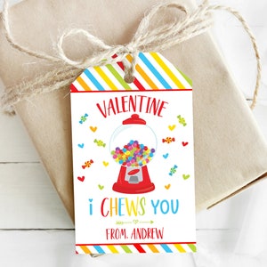 EDITABLE Bubble Gum Valentine's Day Gift Tag Valentine I Chews You ...
