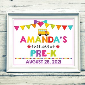 Editable First Day of Pre-k Sign First Day of School Sign Chalkboard ...