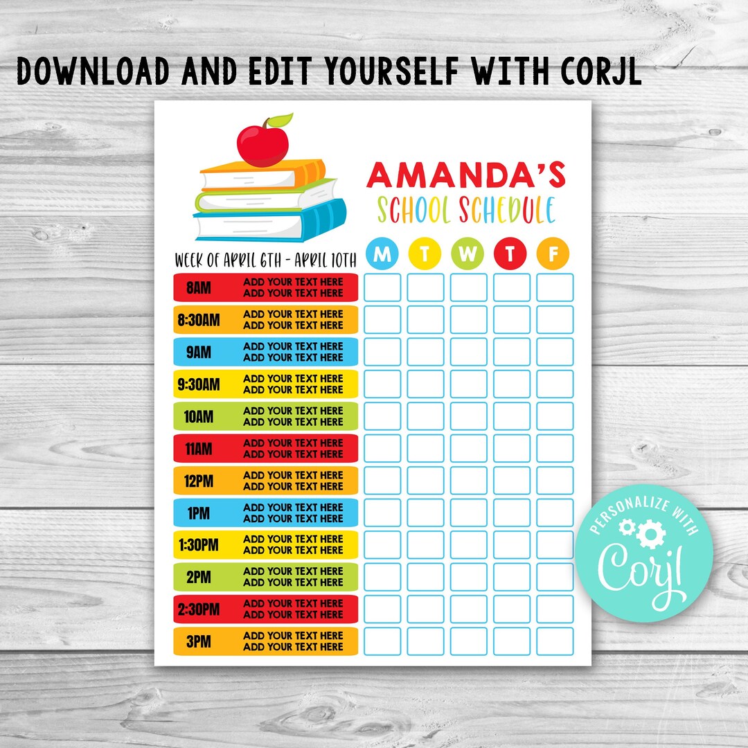 Editable Homeschool Schedule, Homeschool Schedule Daily Routine, Kids ...