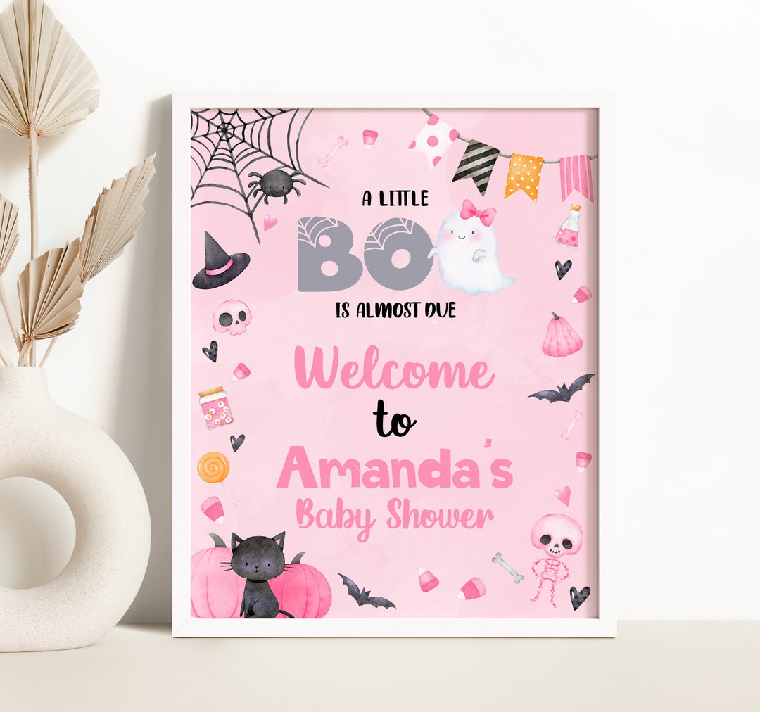 Editable Little Boo Baby Shower Welcome Sign Halloween Baby Shower ...
