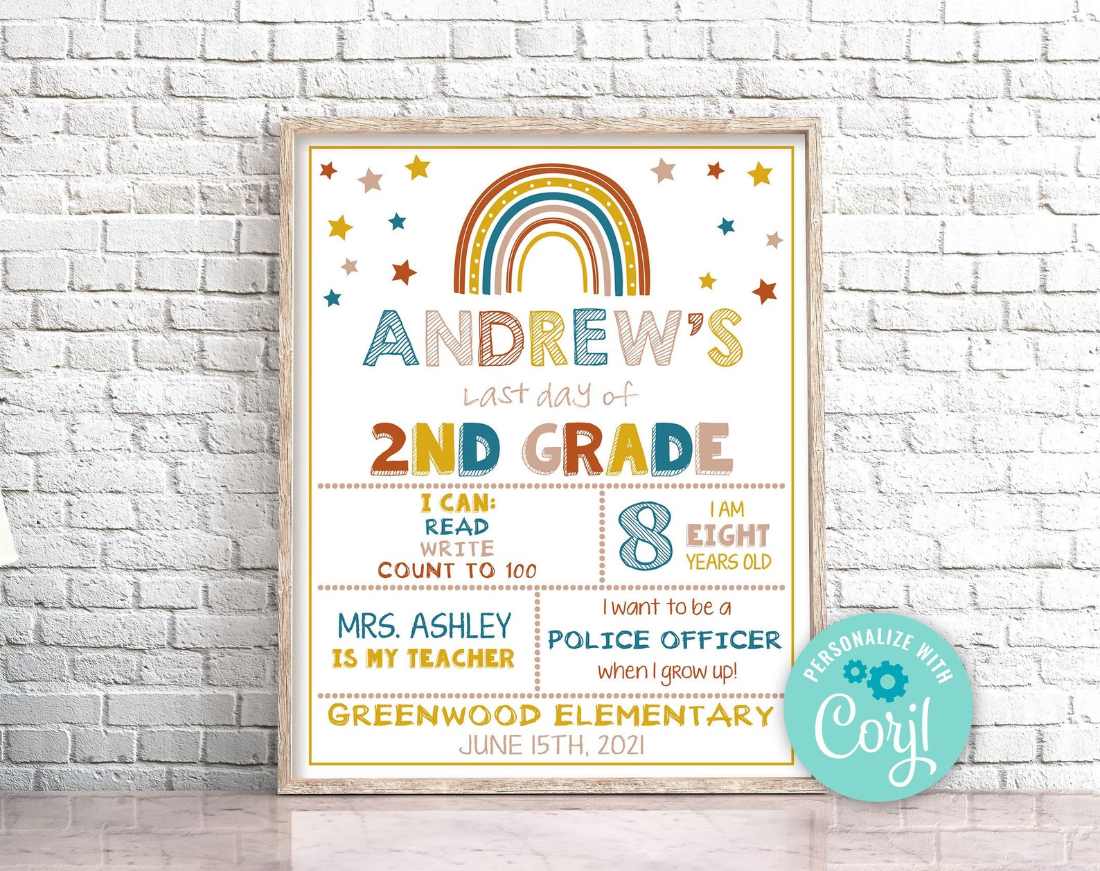 Editable Last Day of 2nd Grade Sign Personalized Last Day of | Etsy
