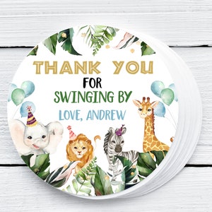 EDITABLE WILD Animals Favor Tag Printable Jungle Favor Tags Safari ...