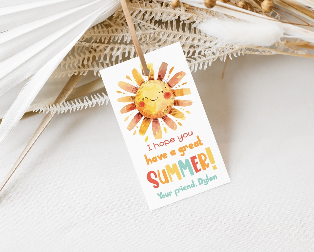 Last Day of School Tag End of School Year Tags Sun Friends Gift Tags ...