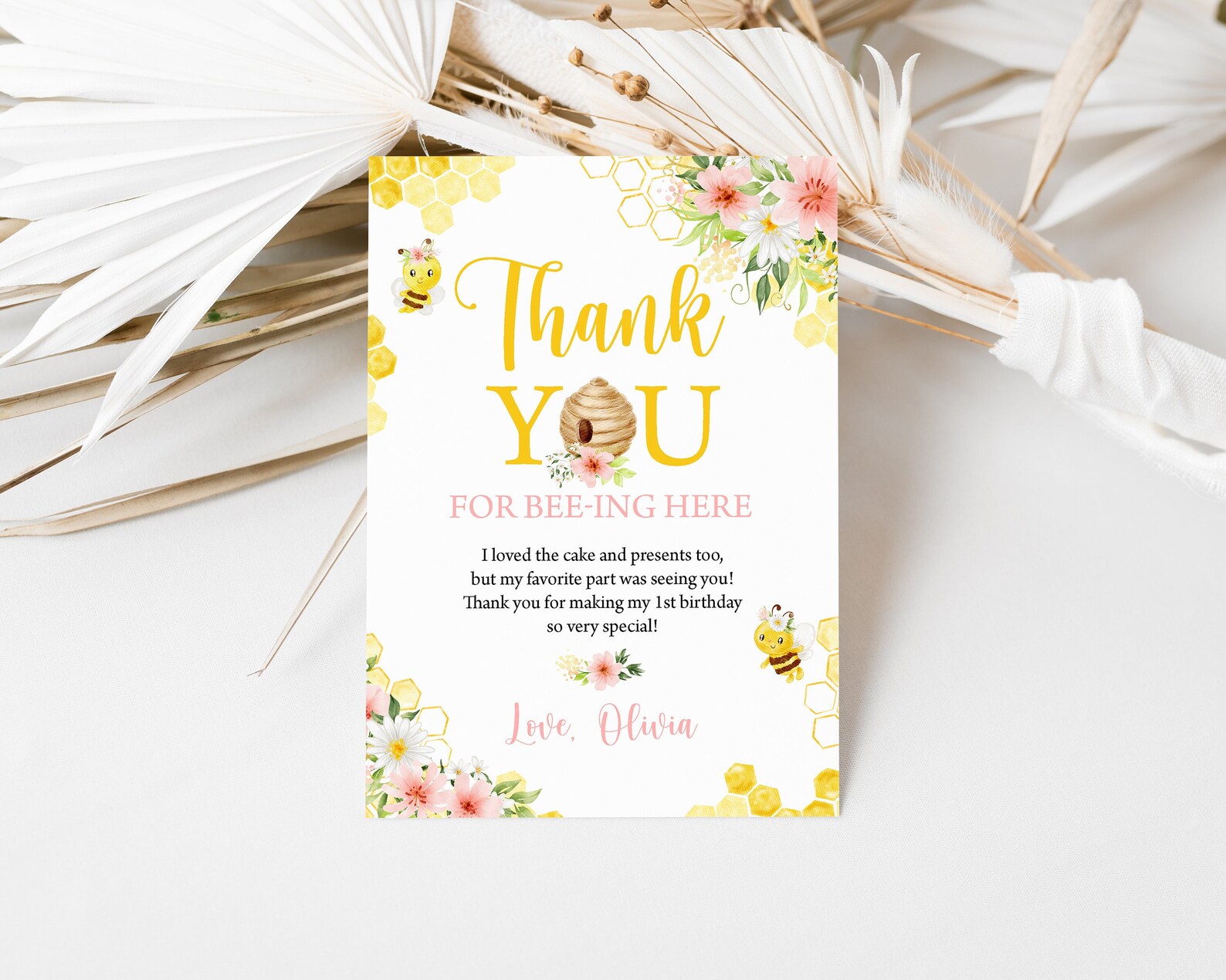 Editable Honey Bee Thank You Card Bumble Bee Thank You Card - Etsy