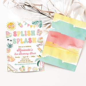 Editable Splish Splash Birthday Invitation Pool Party Birthday ...