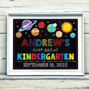 Editable First Day of Kindergarten Sign Solar System First Day of ...